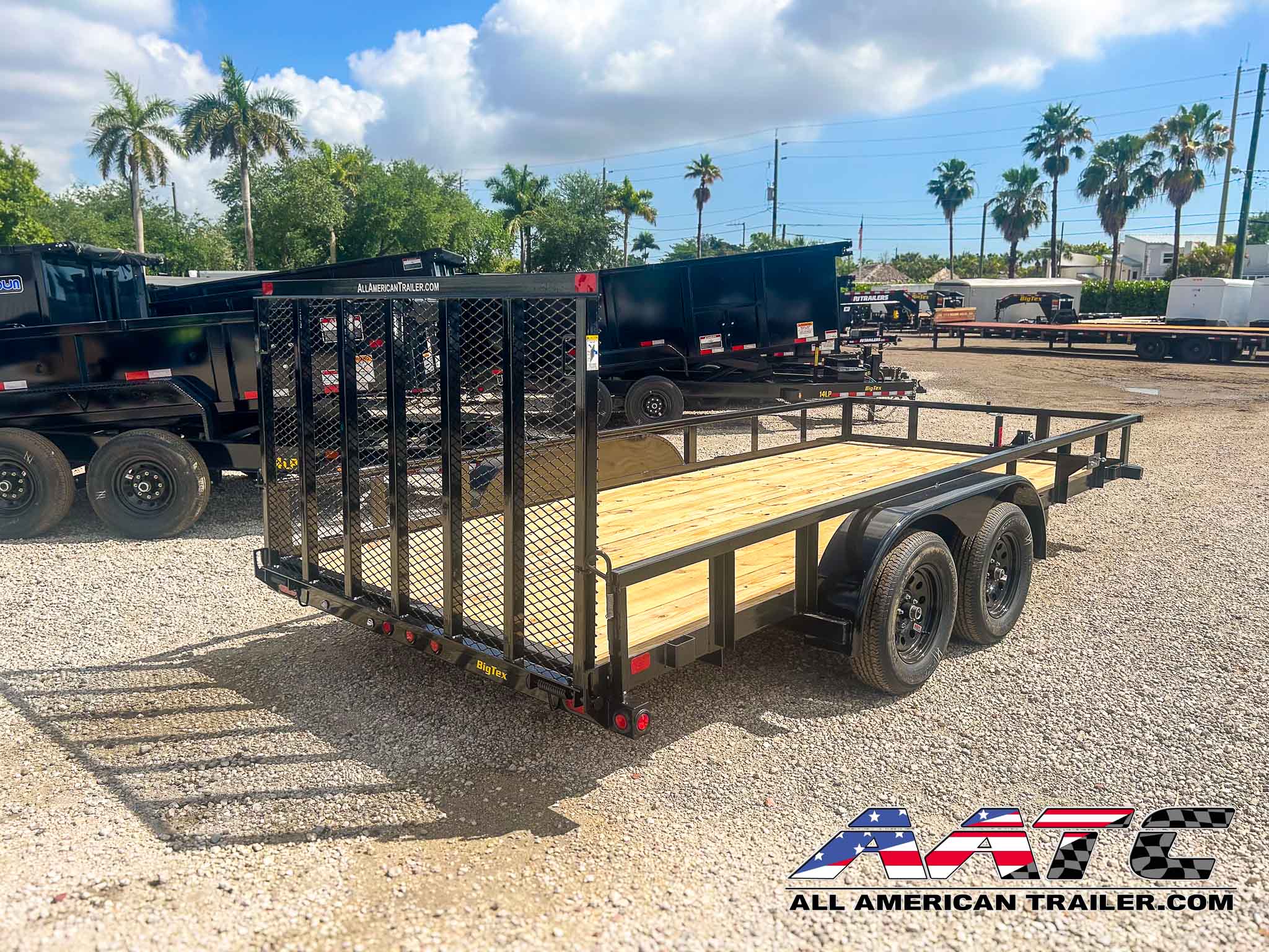 70PI-16 BIG TEX 7X16 TANDEM AXLE UTILITY TRAILER WITH RAMP GATE 2 BRAKE ...